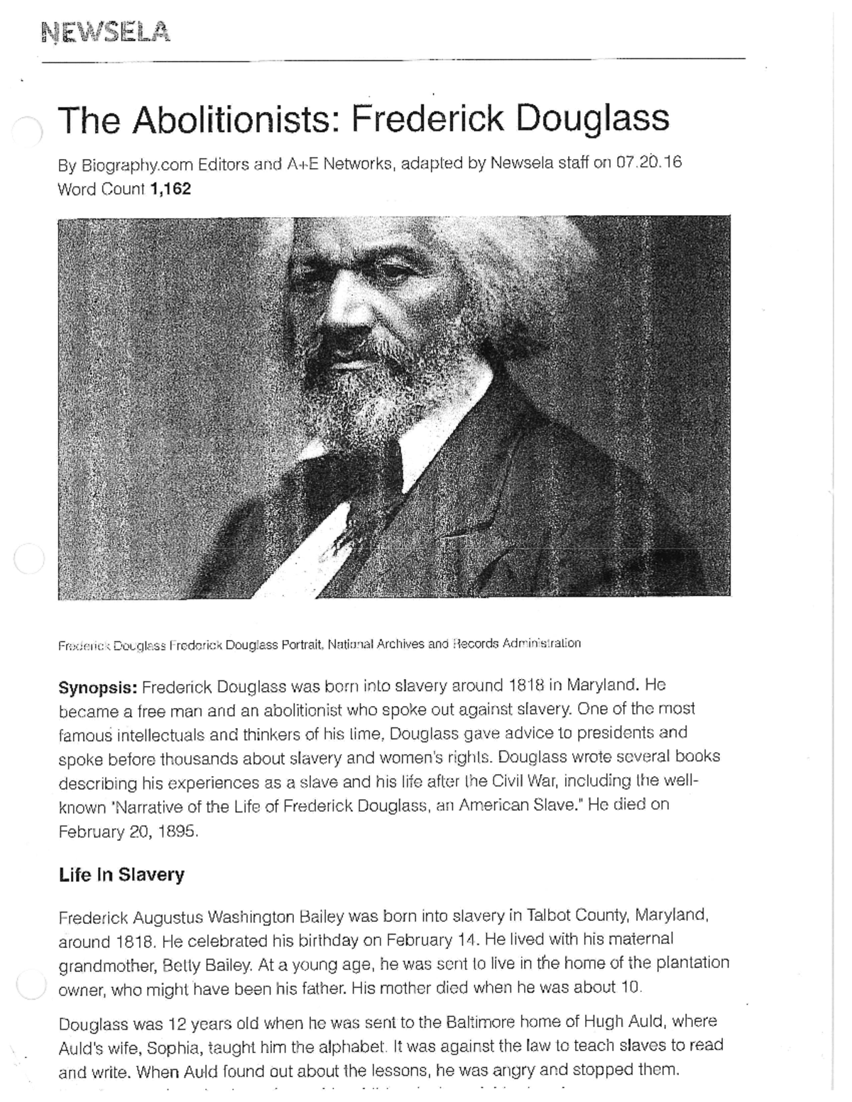 Frederick Douglass - IDK - Studocu