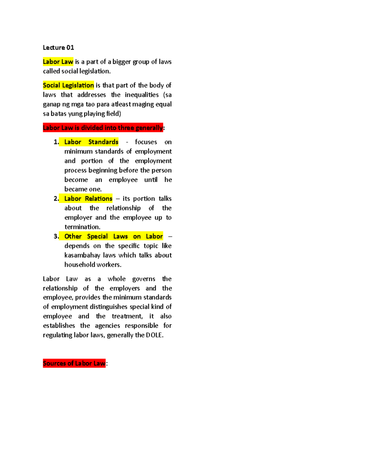 Lecture 01 - Lec 1 - Lecture 01 Labor Law is a part of a bigger group ...