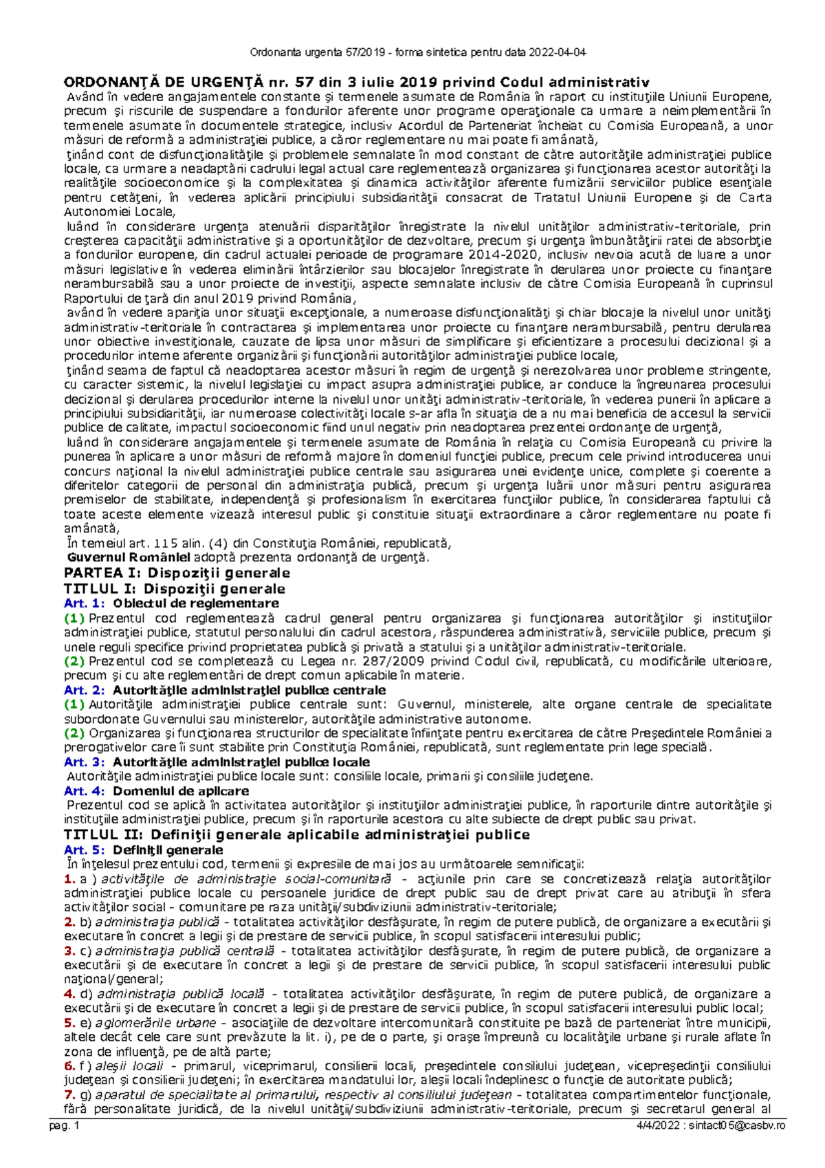 Ordonanta urgenta 57 2019 forma sintetica pentru data 2022 04 04 2 - ORDONANŢĂ DE URGENŢĂ nr. 57 ...