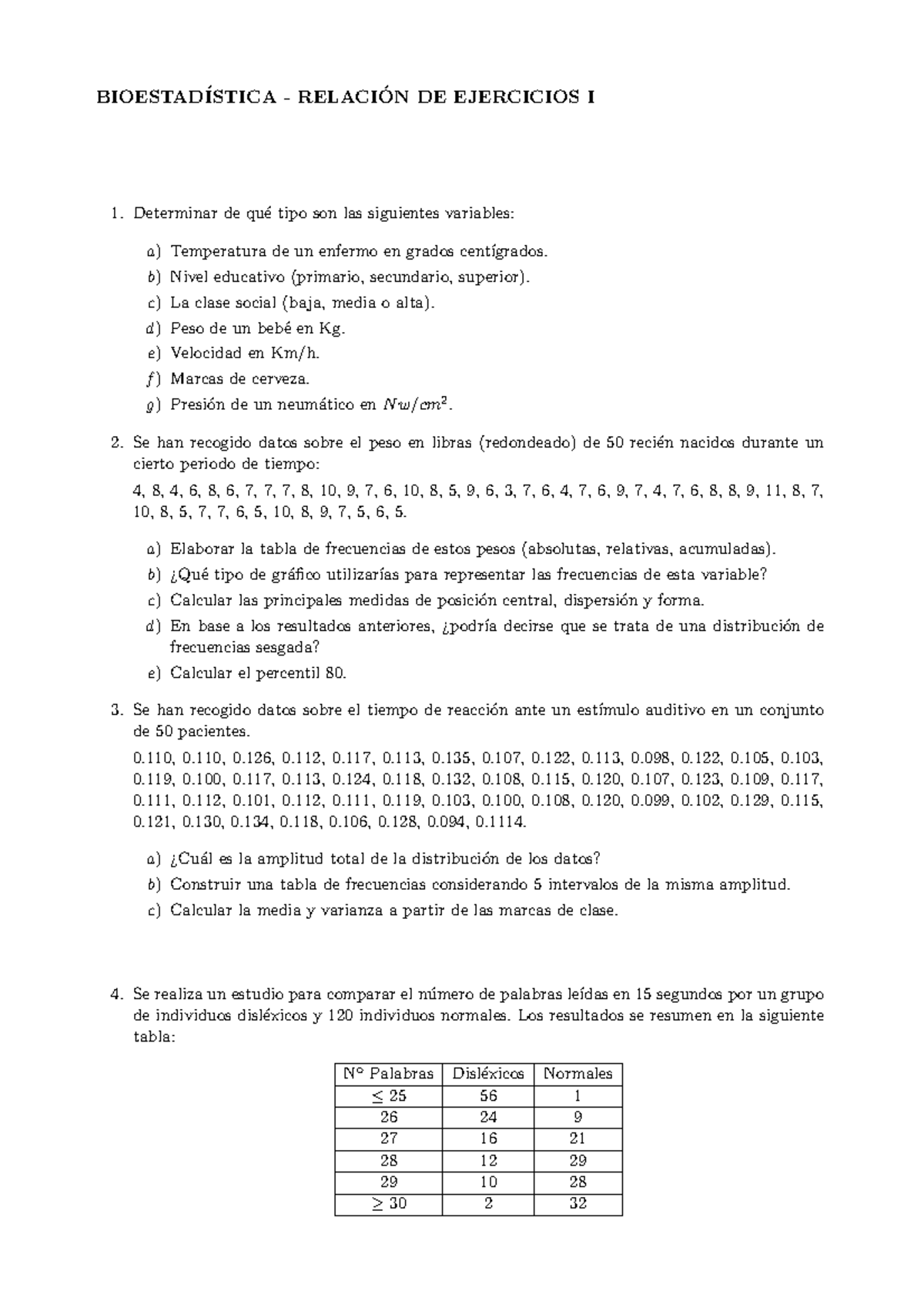 Relaci%C3%93N 1 para entregar Tema 1 - BIOESTAD ́ISTICA - RELACI ́ON DE ...
