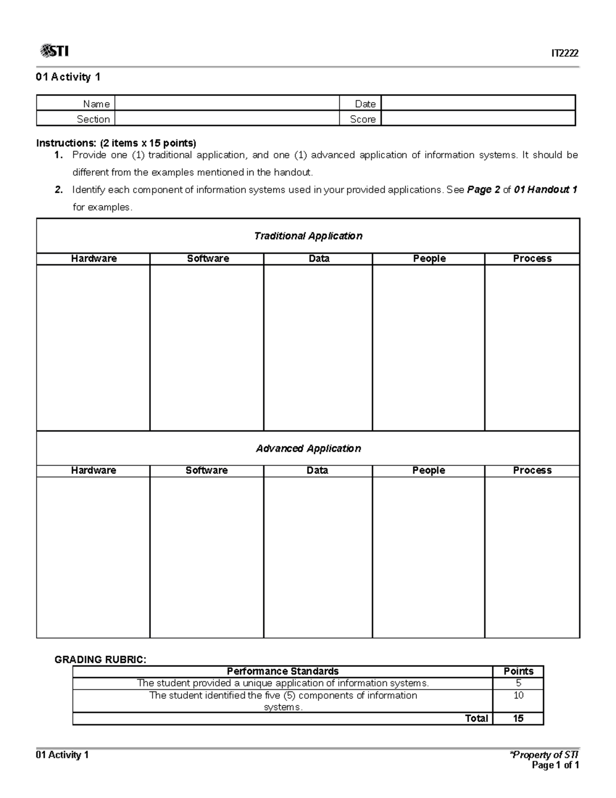 01 Activity 1 - additional notes - 01 Activity 1 IT Name Date Section ...