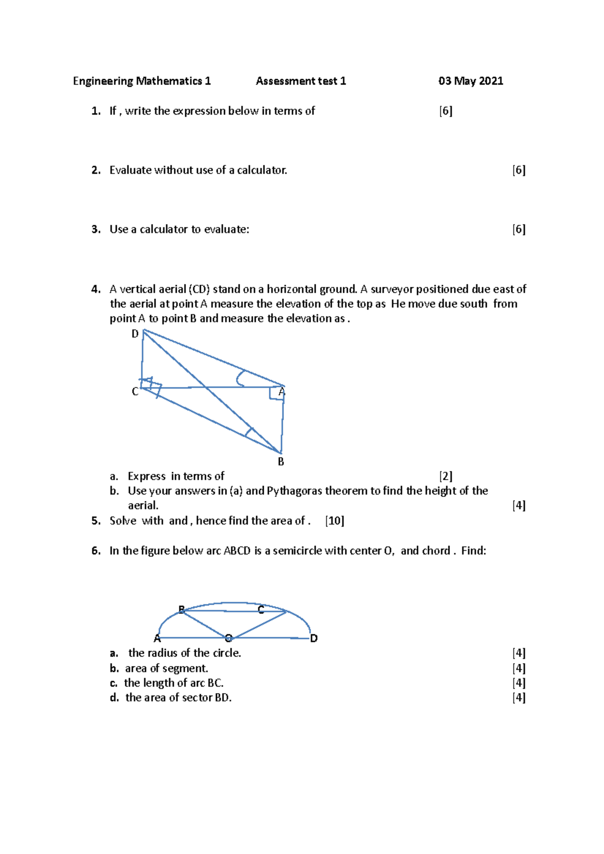 Assessment Test 1 FISA Calculus Engineering Mathematics 1 assessment-test-1-fisa-calculus-engineering-mathematics-1