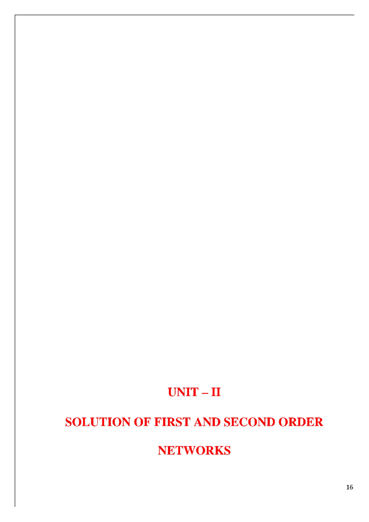 Solution OF First AND Second Order Networks - Network Analysis And Transmission Lines - Studocu