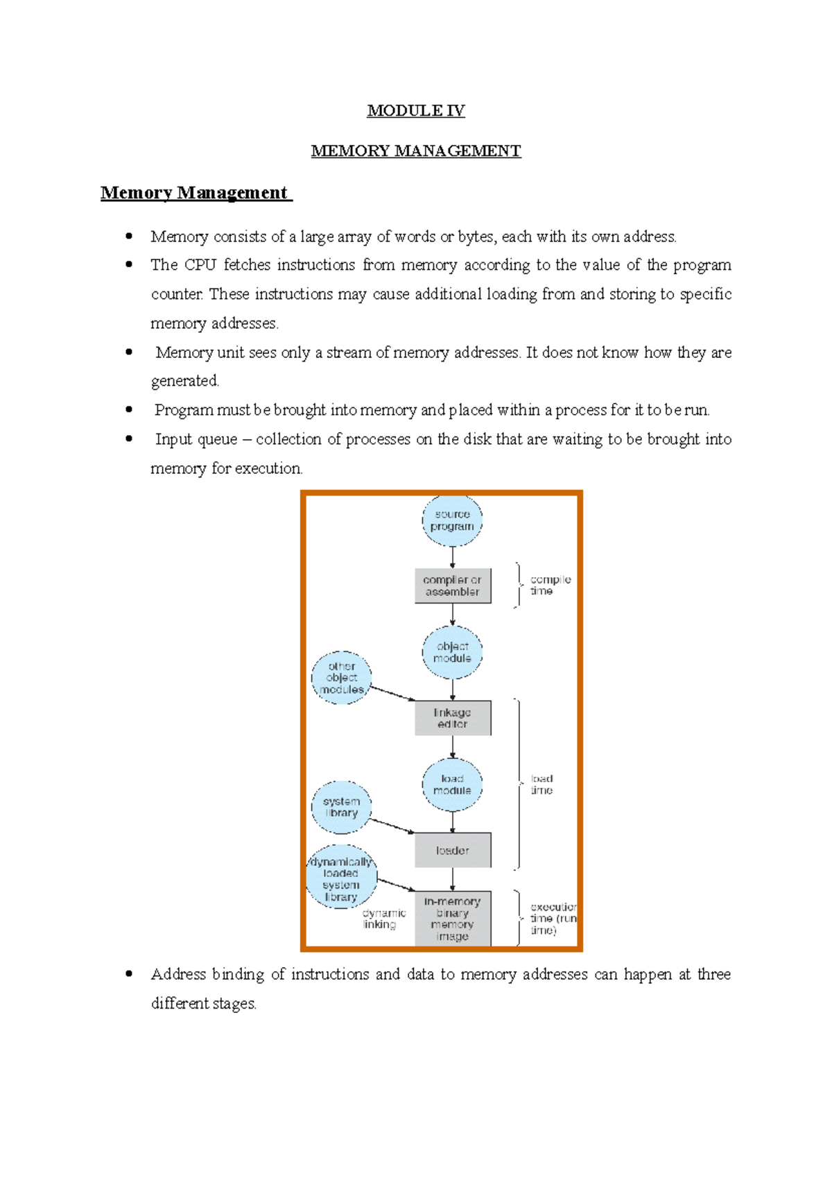 Memory Management Operating System Module Iv Memory Management Memory Management Memory