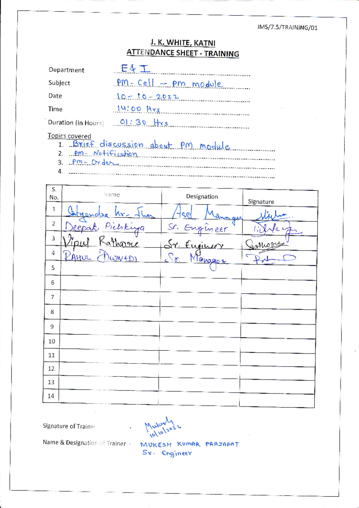 PM CELL PM Module Training - Physics HL - Department S u bject Date ...