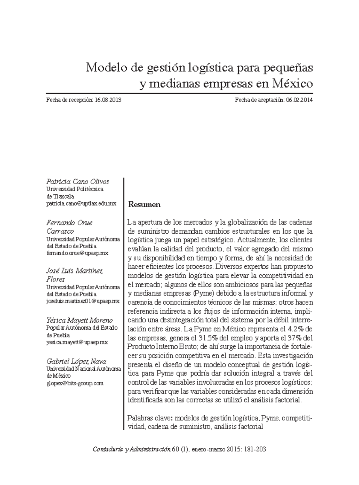Modelo DE Gestion Logistica - Modelo de gestión logística para pequeñas ...
