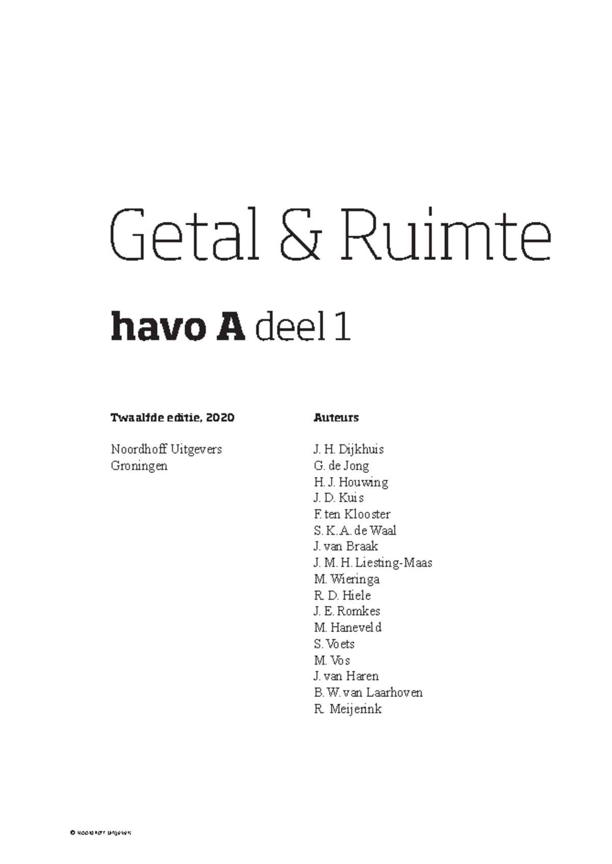 Inhoudsopgave Getal en Ruimte 12e havo vwo bovenbouw Leerboek Havo A ...