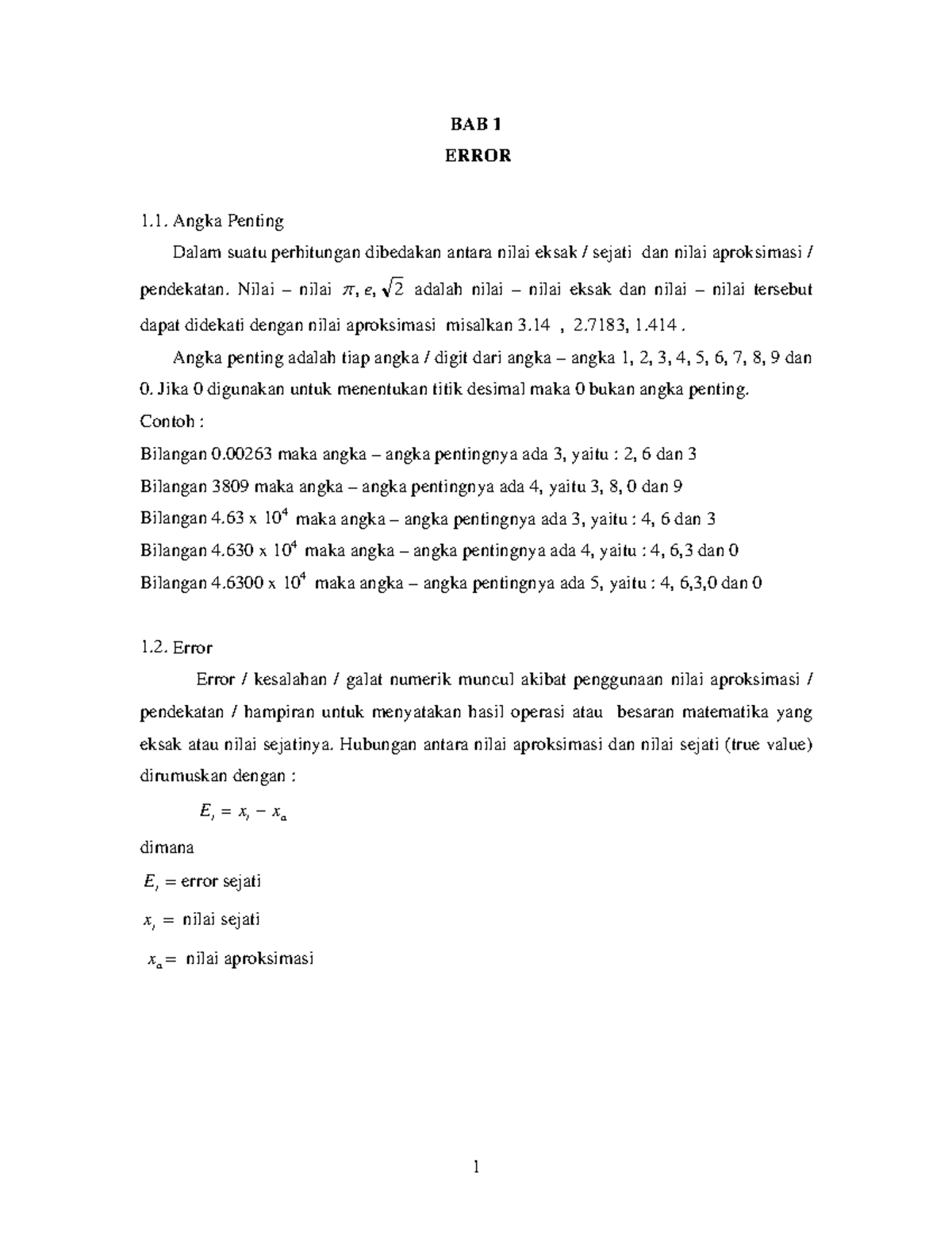 Analisis-numerik-P - This is material about numerical analysis - BAB 1 ERROR Angka Penting Dalam ...