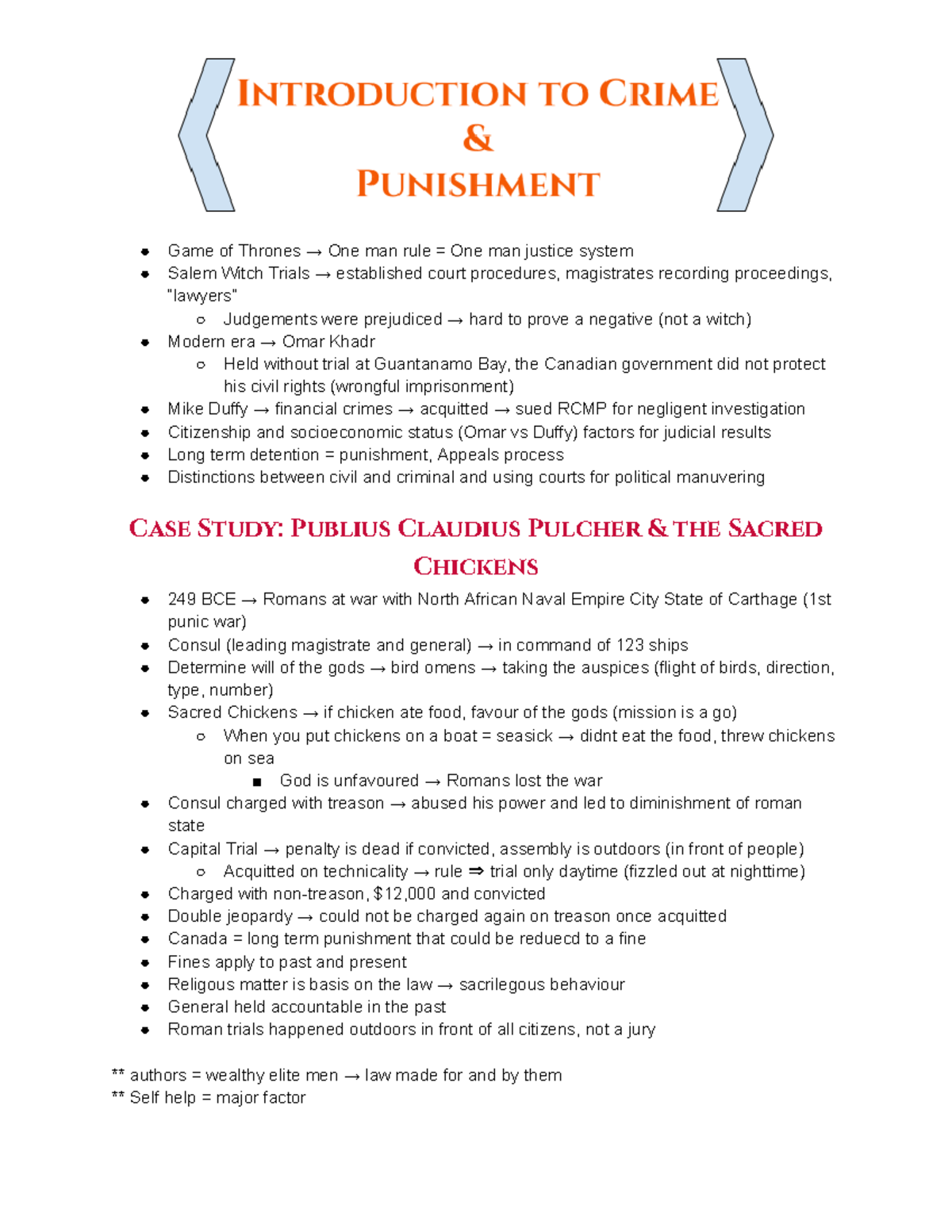 Week 1 - week 1 - Game of Thrones → One man rule = One man justice ...