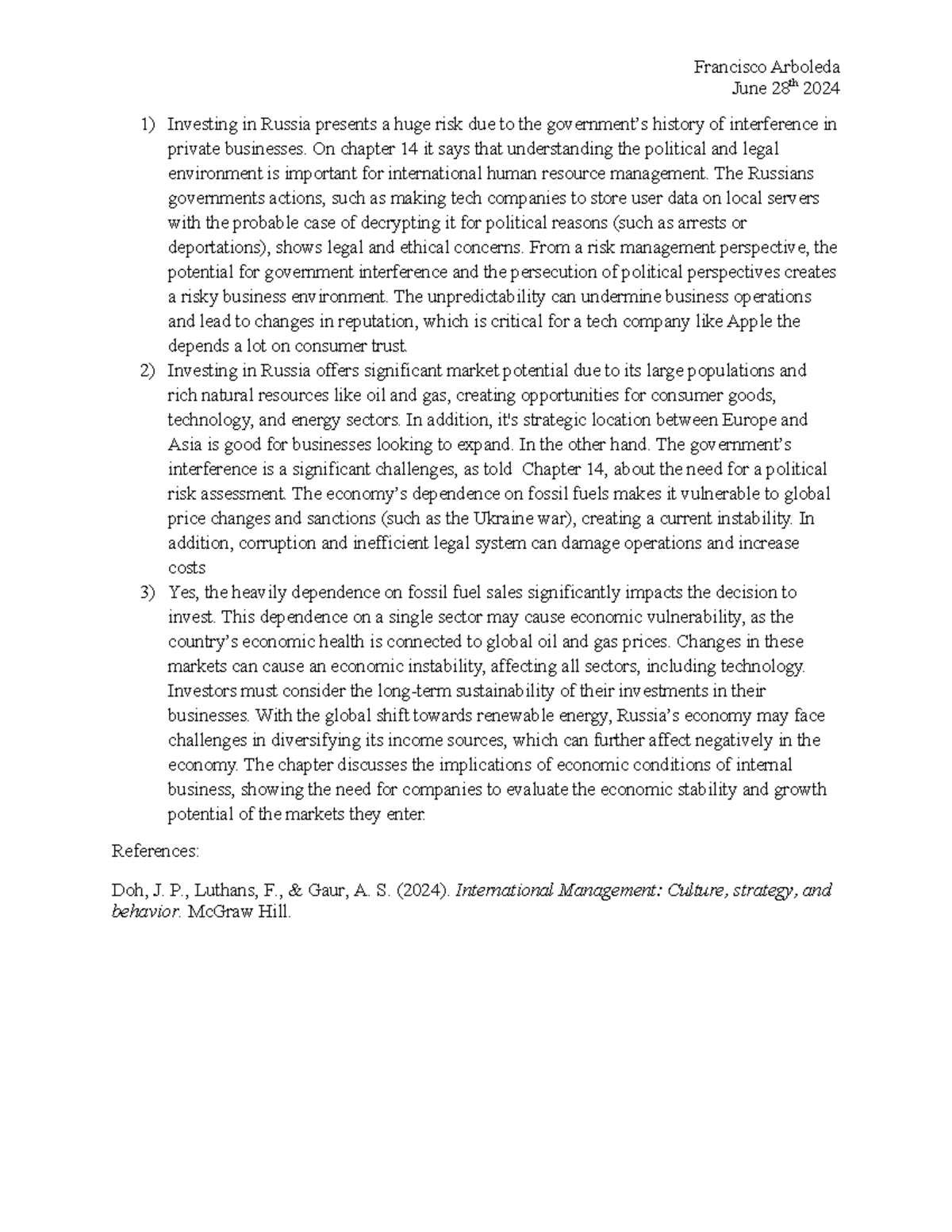 Investing in Russia: Risks and Opportunities (Module 11 Homework ...