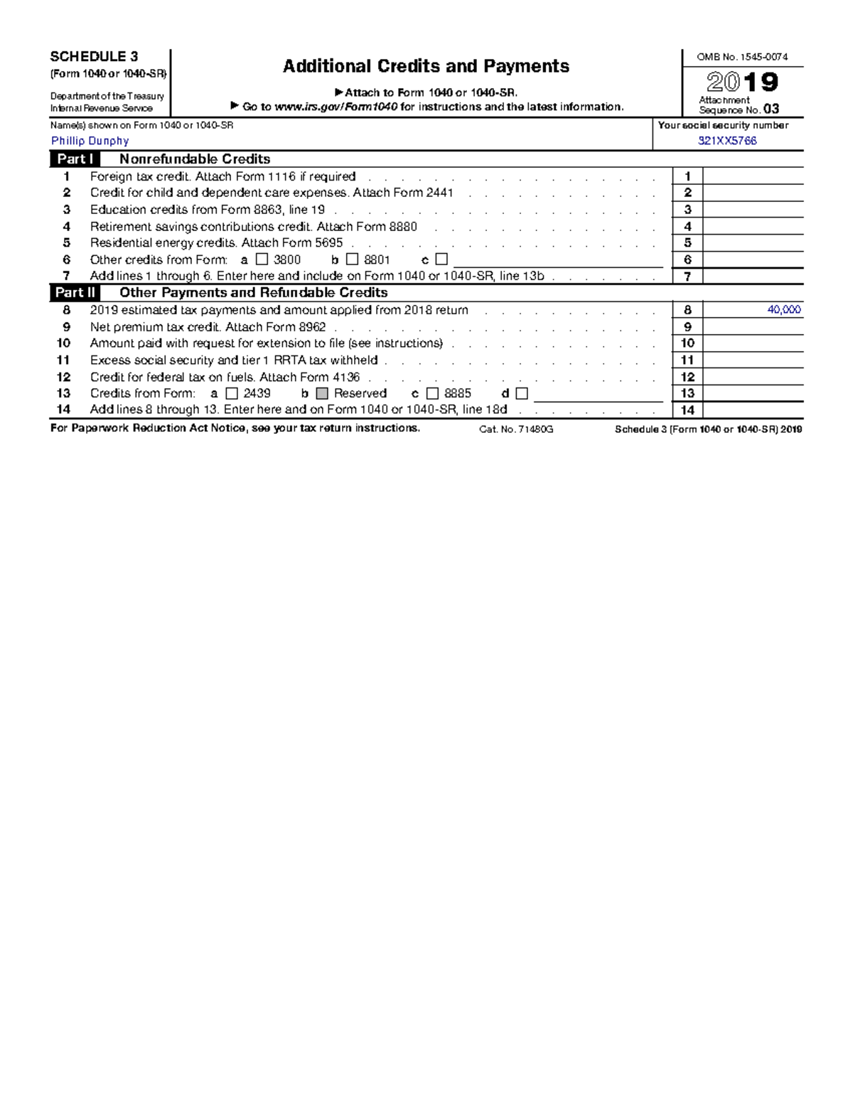 F1040s3-2019 - Other - SCHEDULE 3 (Form 1040 or 1040-SR) Department of ...
