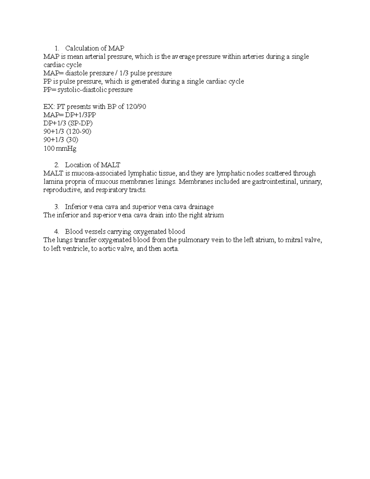 WK 4 Attendance - exam 2 study notes - Calculation of MAP MAP is mean ...