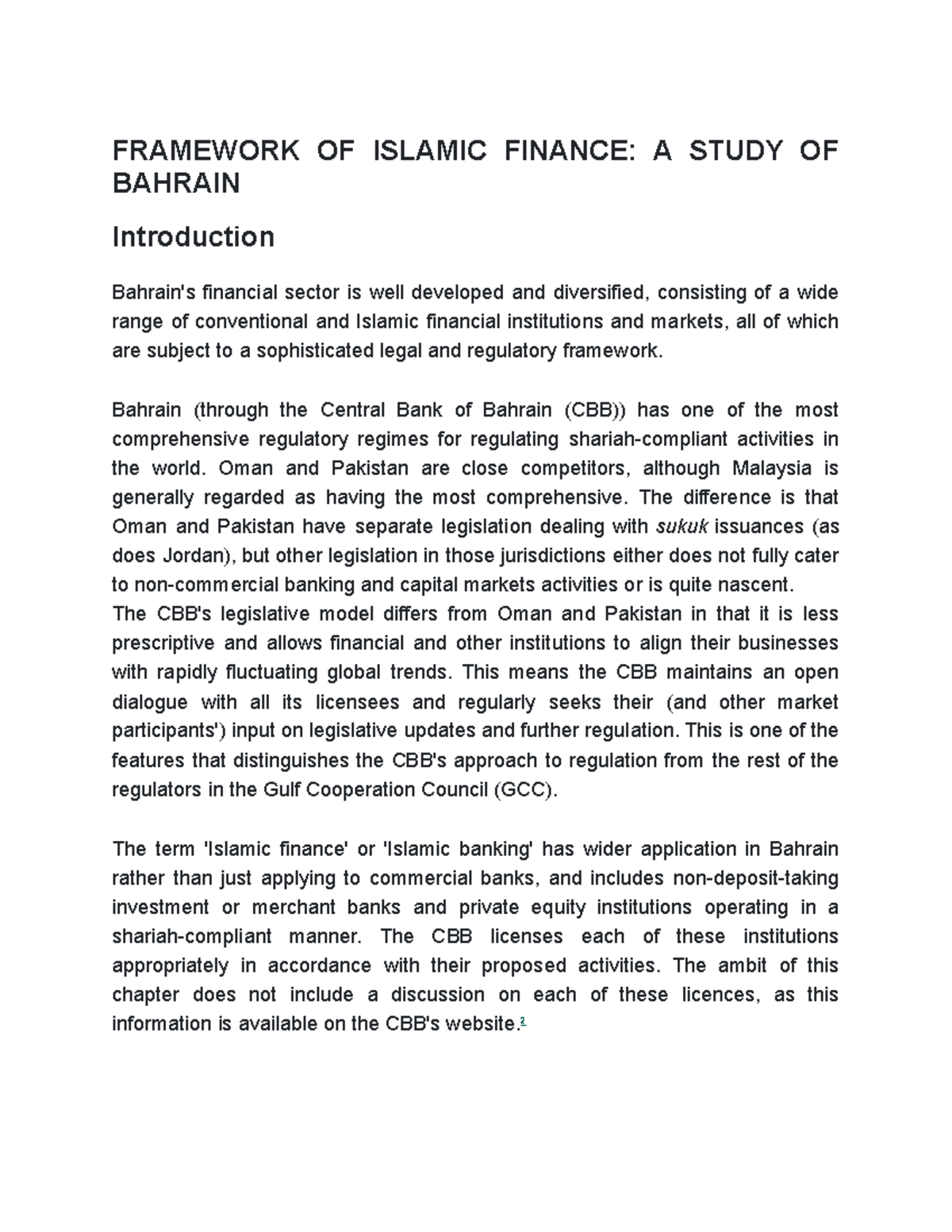 Framework OF Islamic Finance A Study OF Bahrain - FRAMEWORK OF ISLAMIC ...