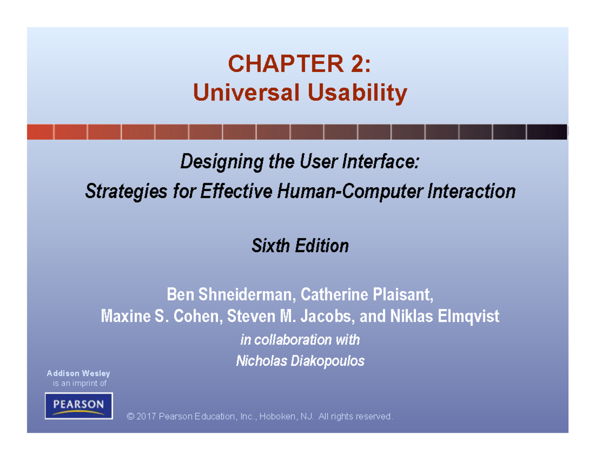 Chap 02 - cs 420 notes - CHAPTER 2: Universal Usability Designing the ...