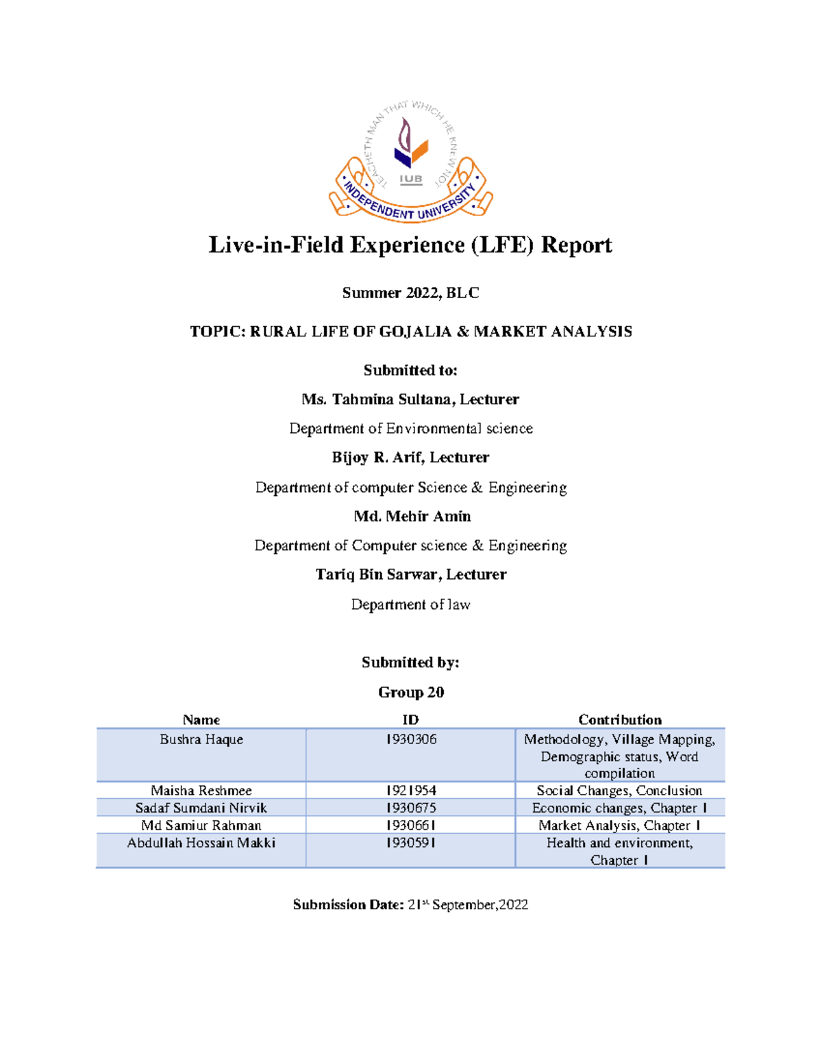 Group 15 section 05 LFE Barisal- Updated - Live-in-Field Experience ...