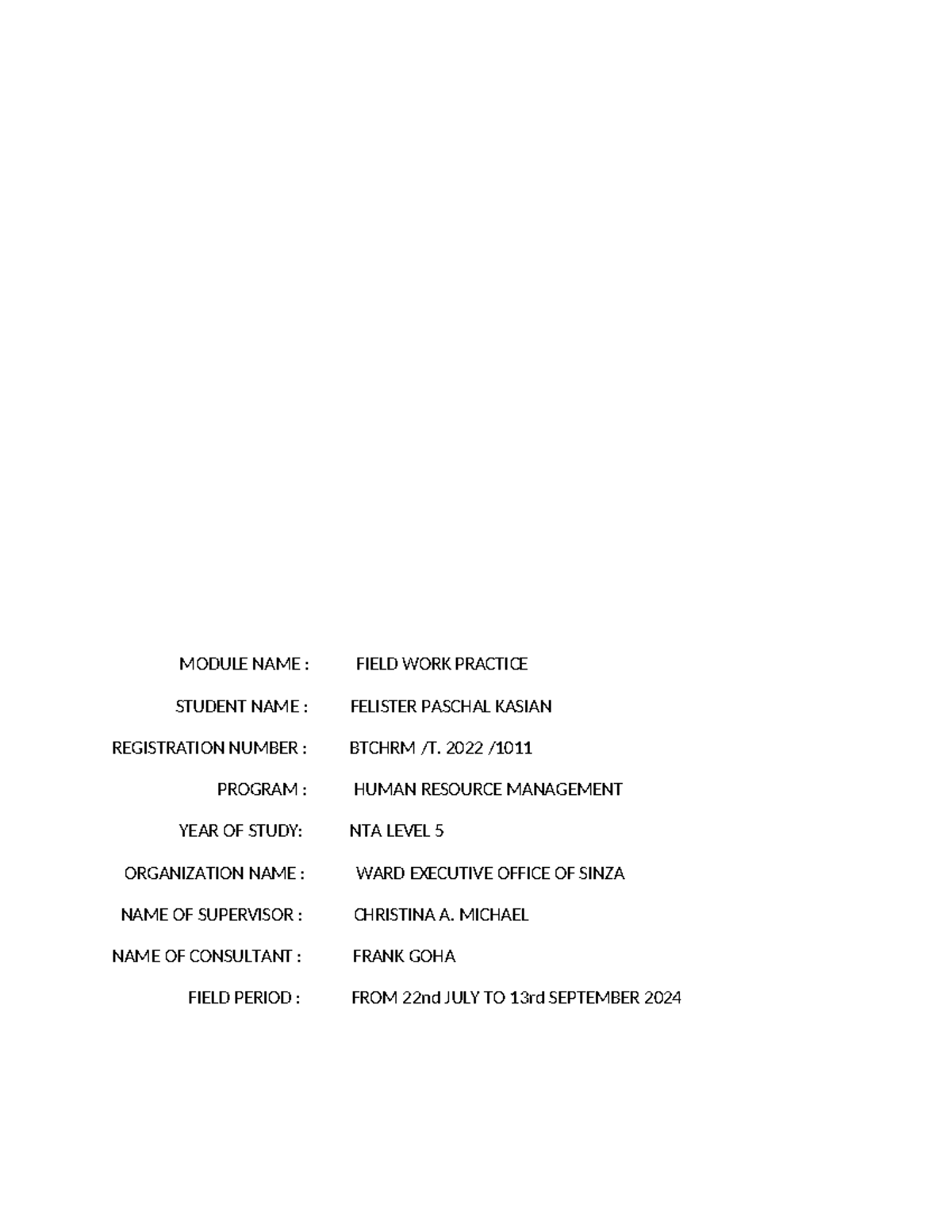 FULL NAME -WPS Office - Field work report - MODULE NAME : FIELD WORK ...