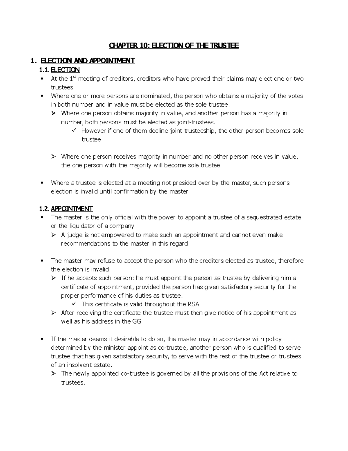 Chapter 10 appointment and election of trustee - CHAPTER 10 : ELECTION ...