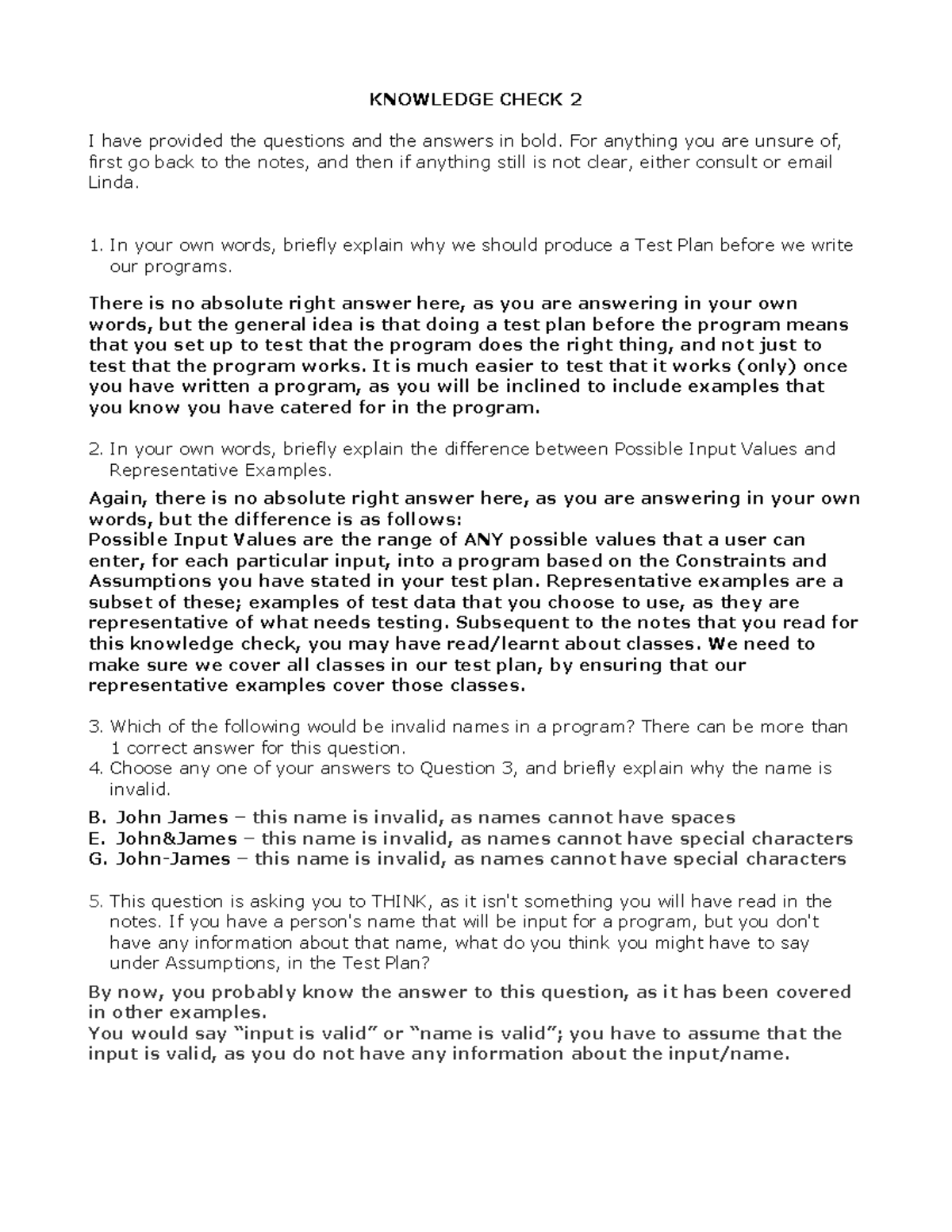 Knowledge check 2 answers for quiz - KNOWLEDGE CHECK 2 I have provided ...