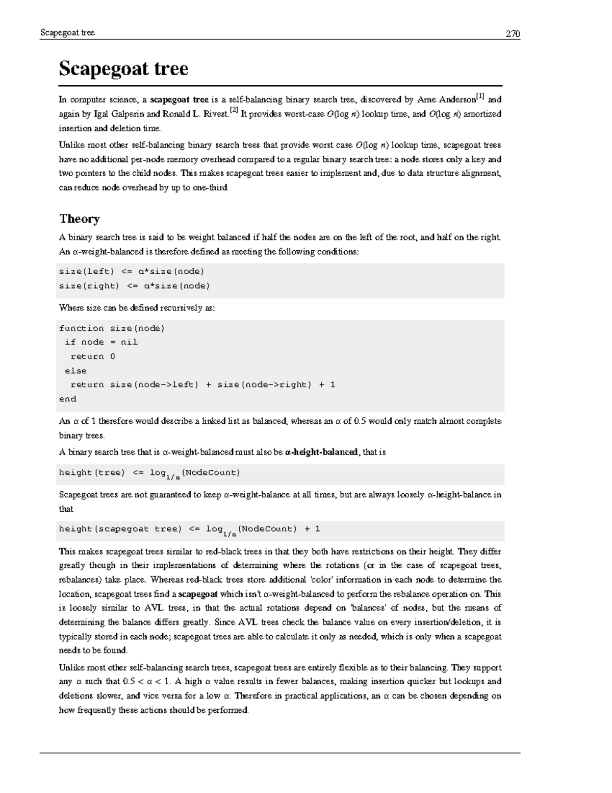 Advanced DS9 - Scapegoat tree 270 Scapegoat tree In computer science, a scapegoat tree is a ...