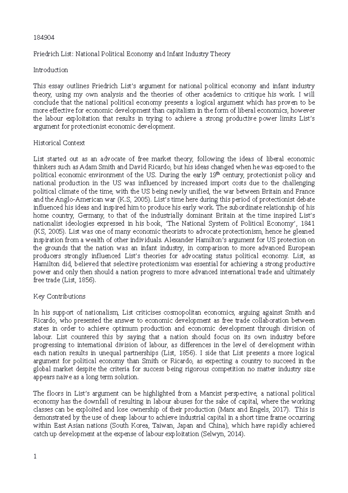 Friedrich List Concept Note - 184904 Friedrich List: National Political ...