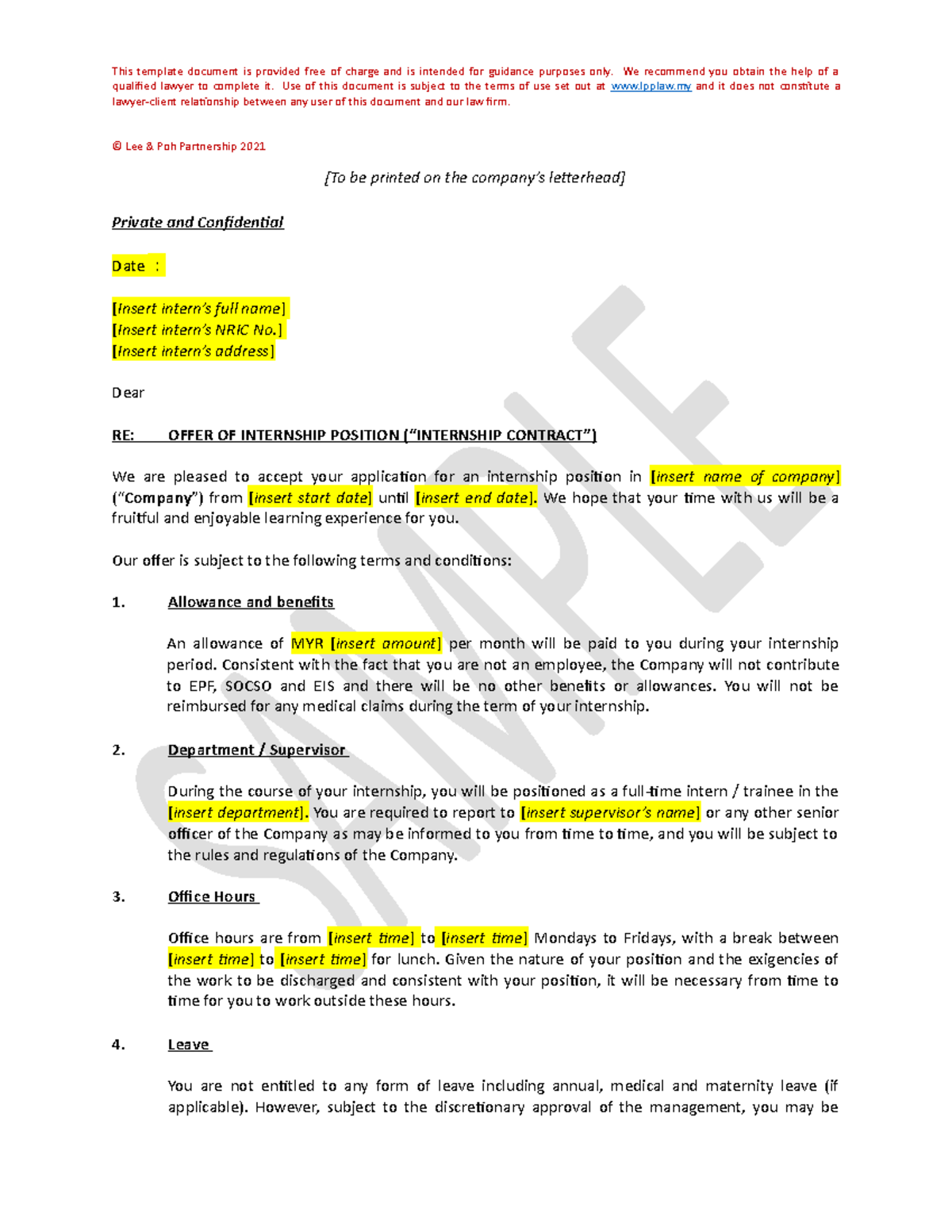 Internship-Contract - internship contract - This template document is ...