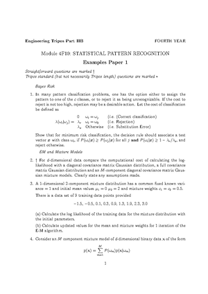 Exam-questions-eng pattern Recognition - Sample questions for the ...