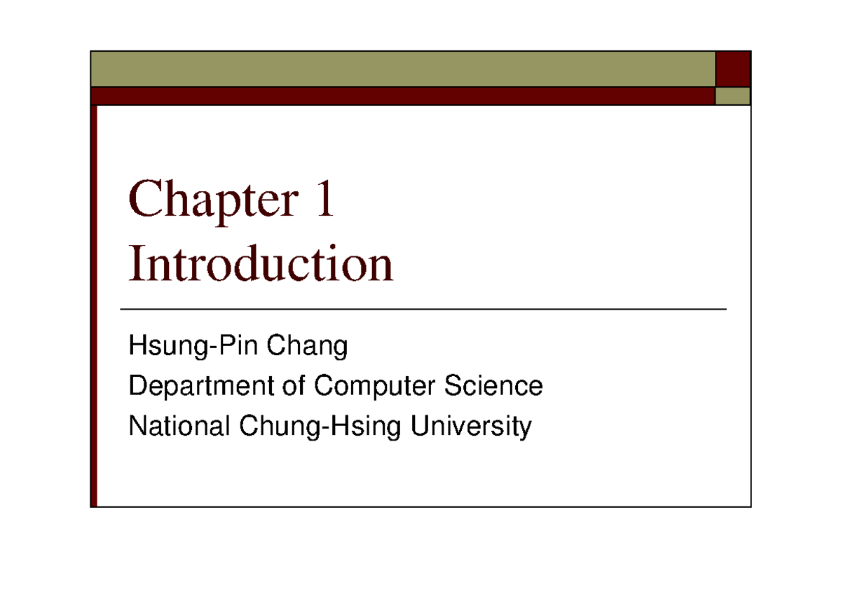 Distributed system intro - Chapter 1 Introduction Hsung-Pin Chang ...