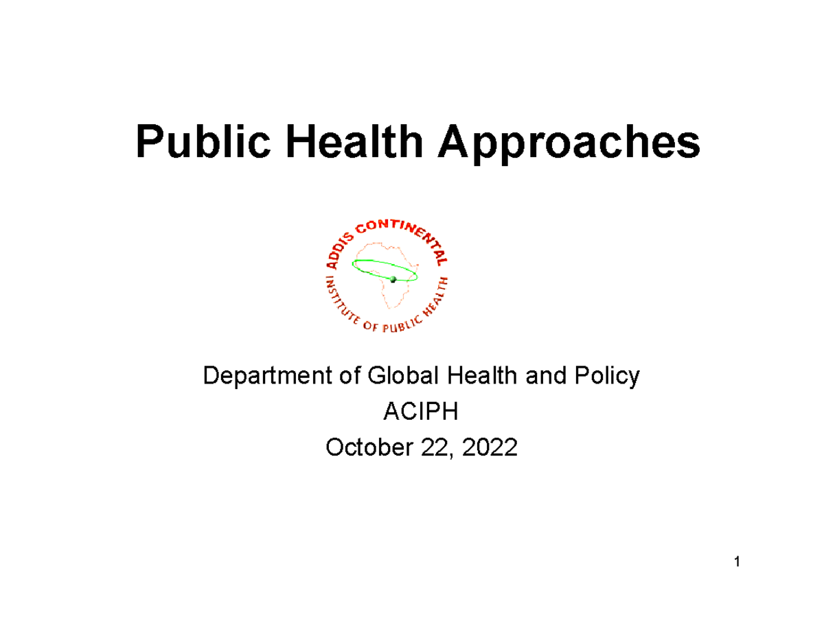 6 Public Health Approaches Elimination, eradication and control ...