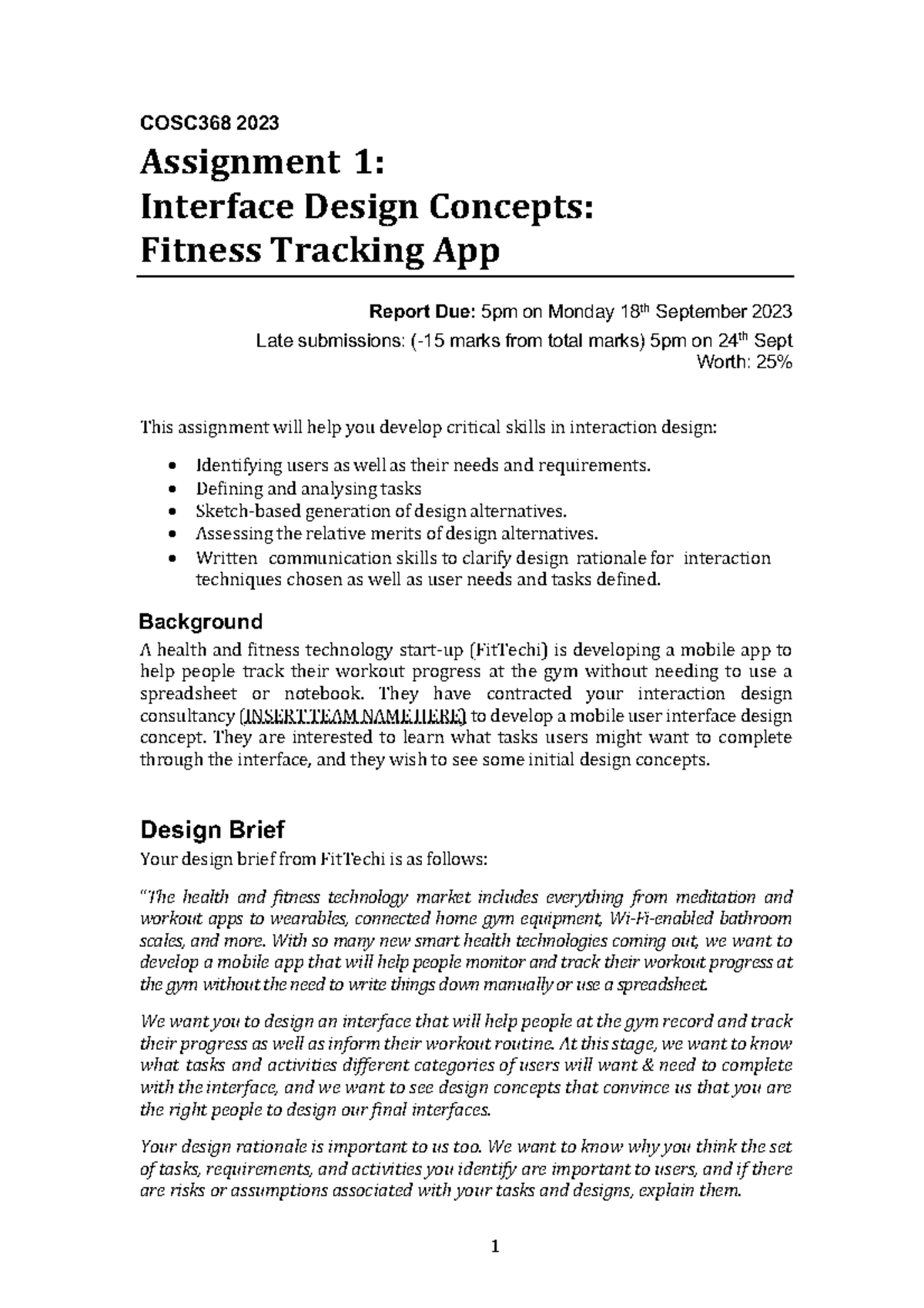 Assignment 1-2023 - COSC 368 - COSC368 2023 Assignment 1 : Interface ...