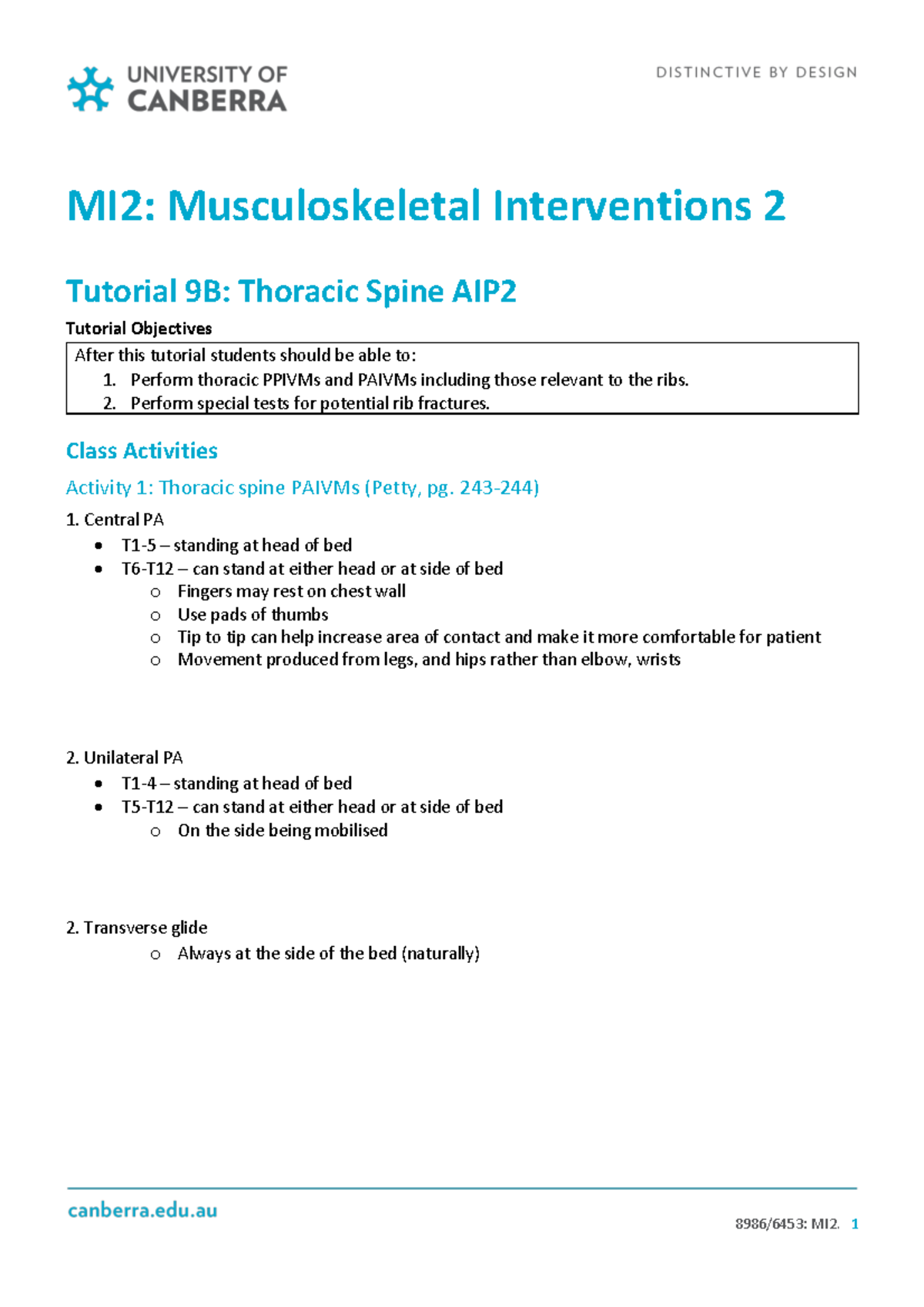 MI2 Week 9 Practical 9B Tx AIP2 2021 - 8986/6453: MI2. 1 MI2 ...