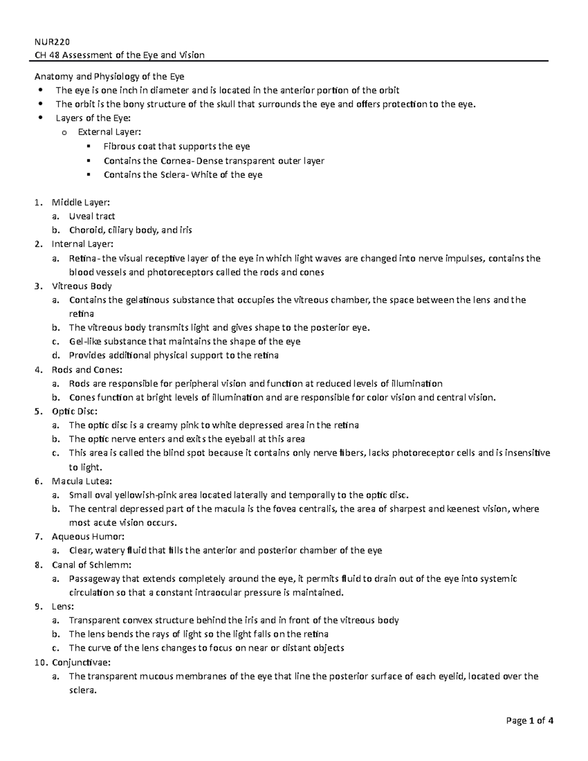 Vision assessment with Illustrations summarized notes - CH 48 ...