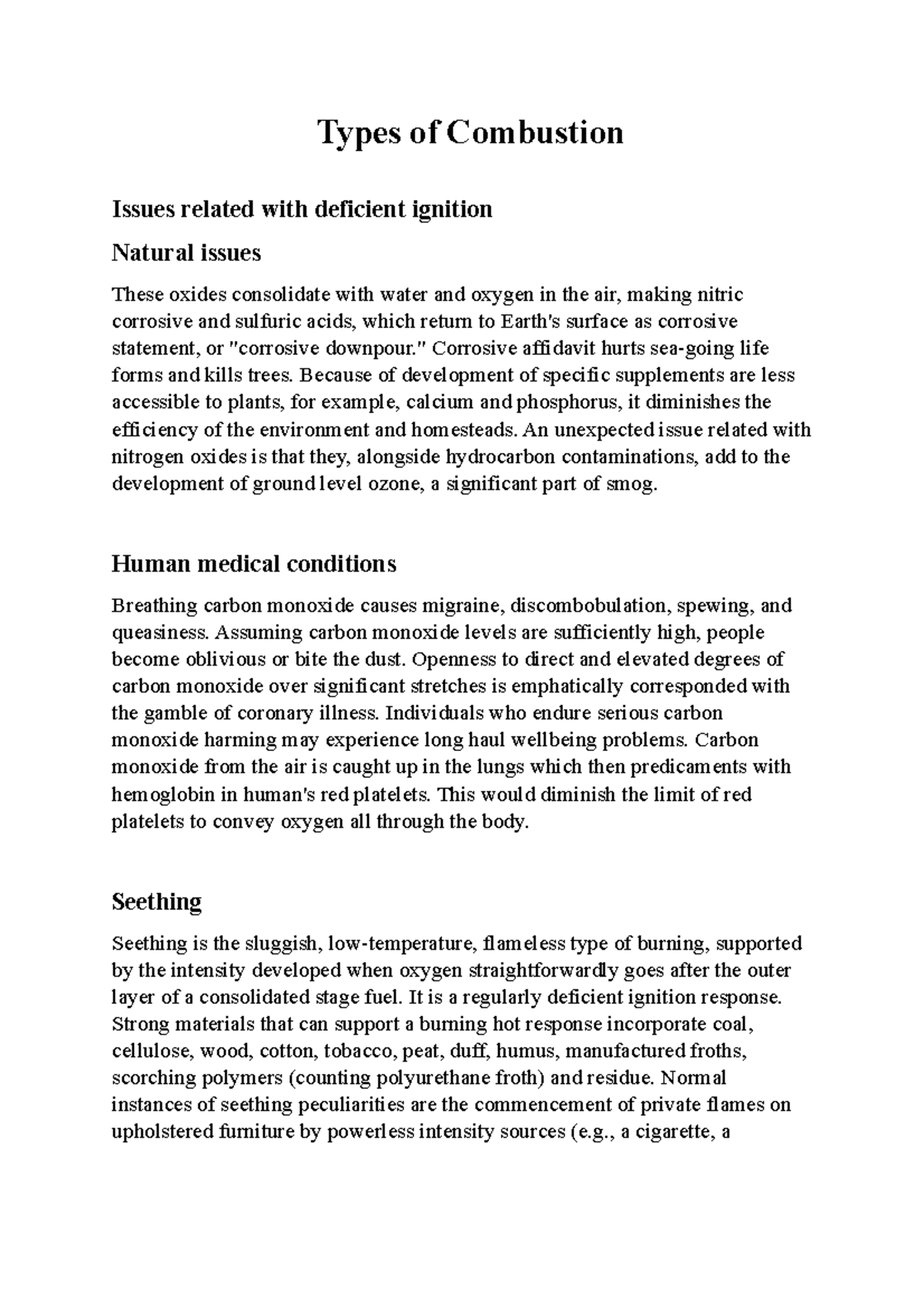 Types of Combustio 1 - Types of Combustion Issues related with ...