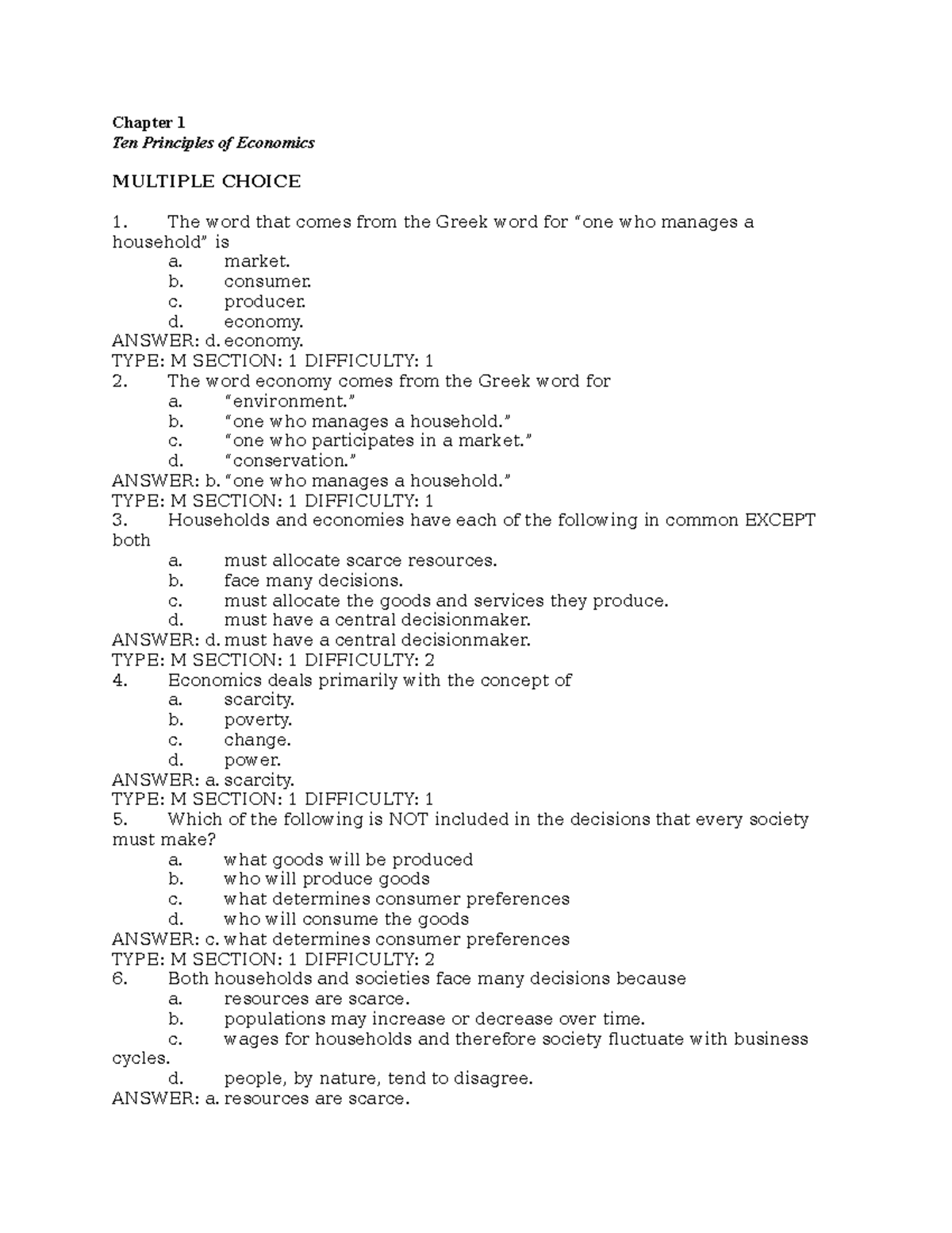 Chapter-1 - KTVM - Chapter 1 Ten Principles of Economics MULTIPLE ...