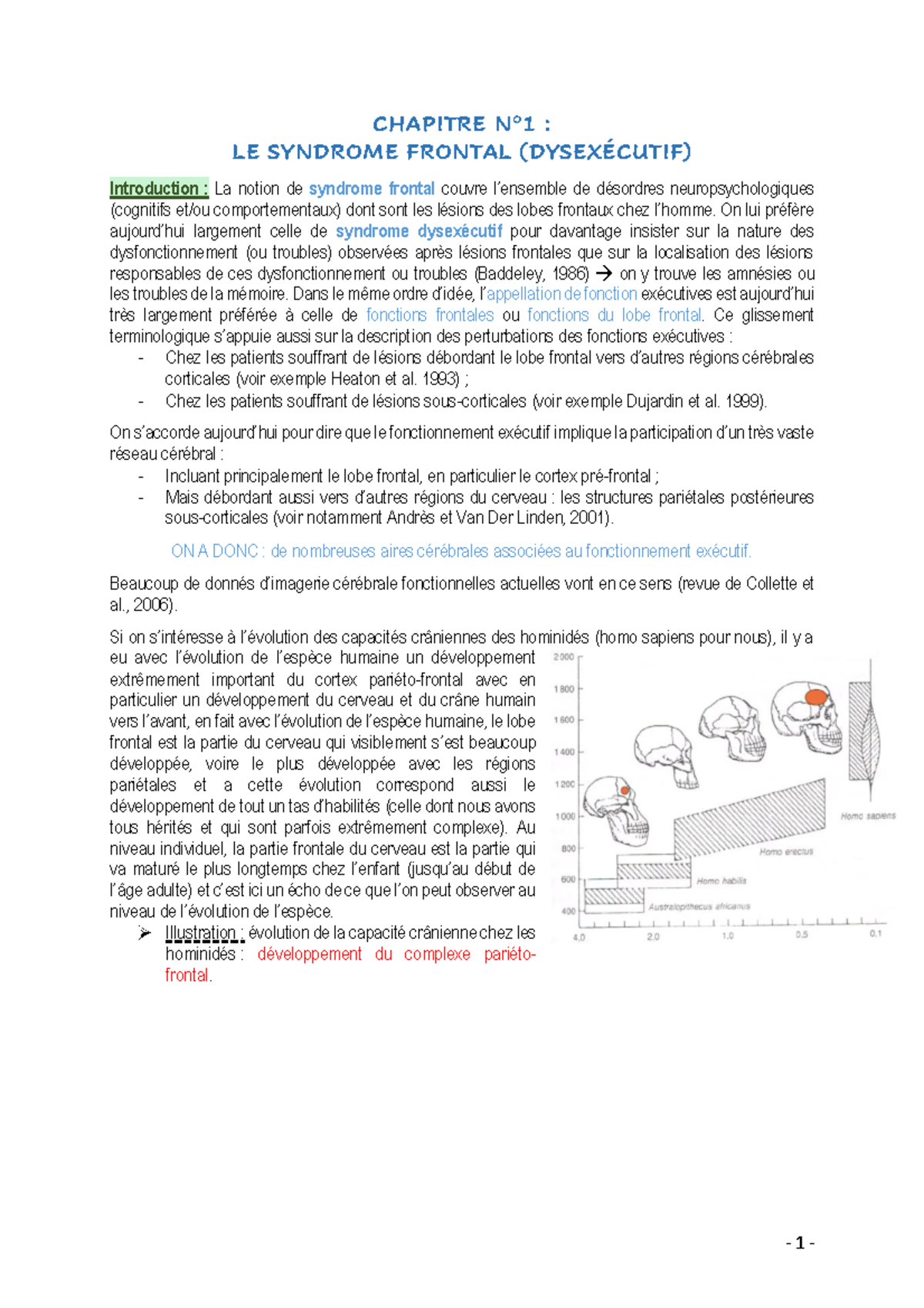 Chapitre n°1 - Le Syndrome Frontal - CHAPITRE N∞1 : LE SYNDROME FRONTAL (DYSEX..) Introduction ...