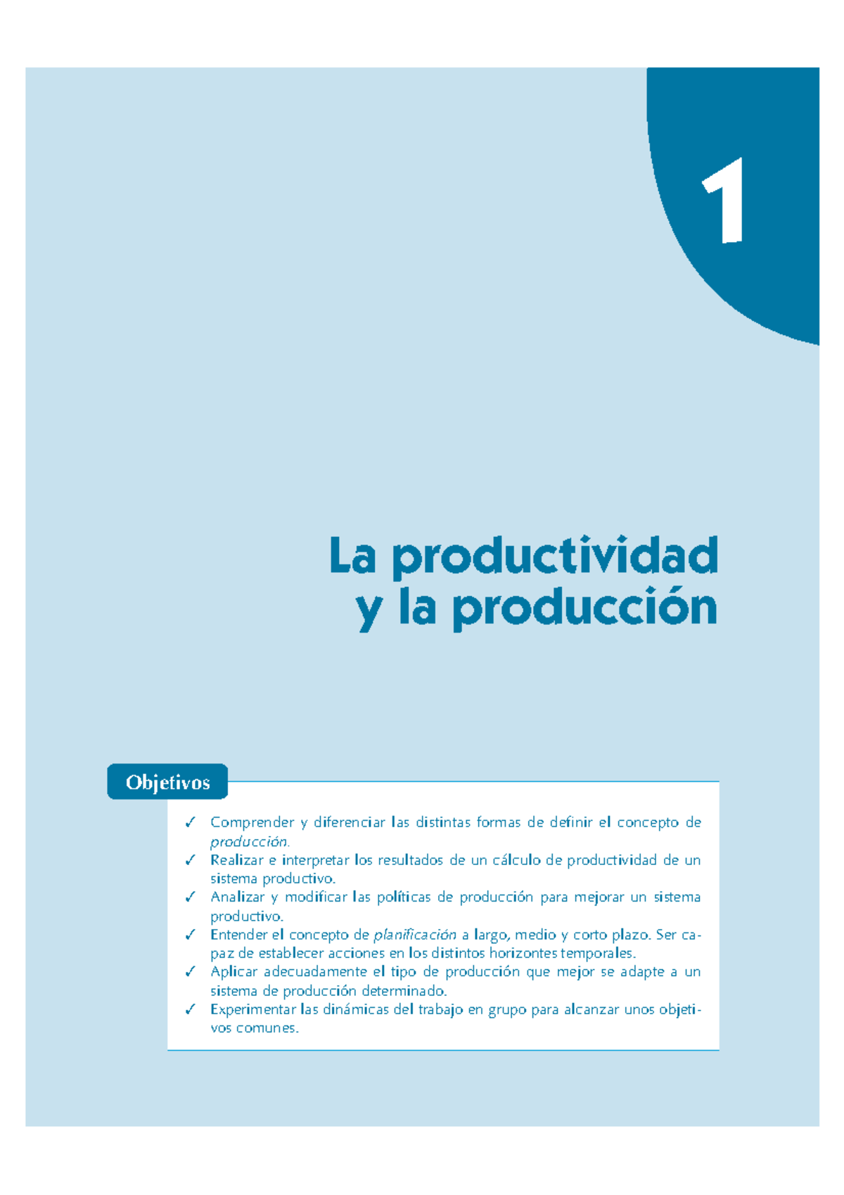 Programación de la Producción - 1 ####### Comprender y diferenciar las ...