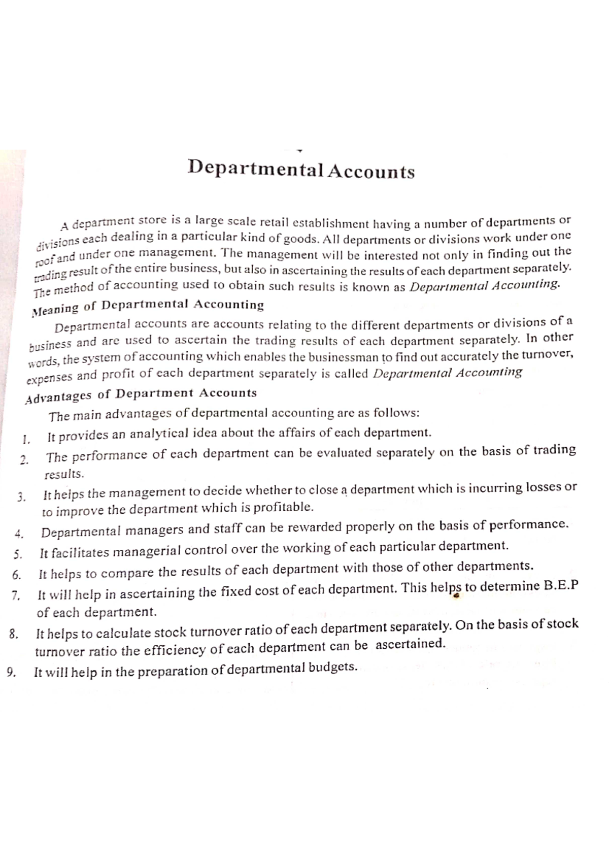 Departmental accounts- based on financial accounting- 2 nd semester b ...