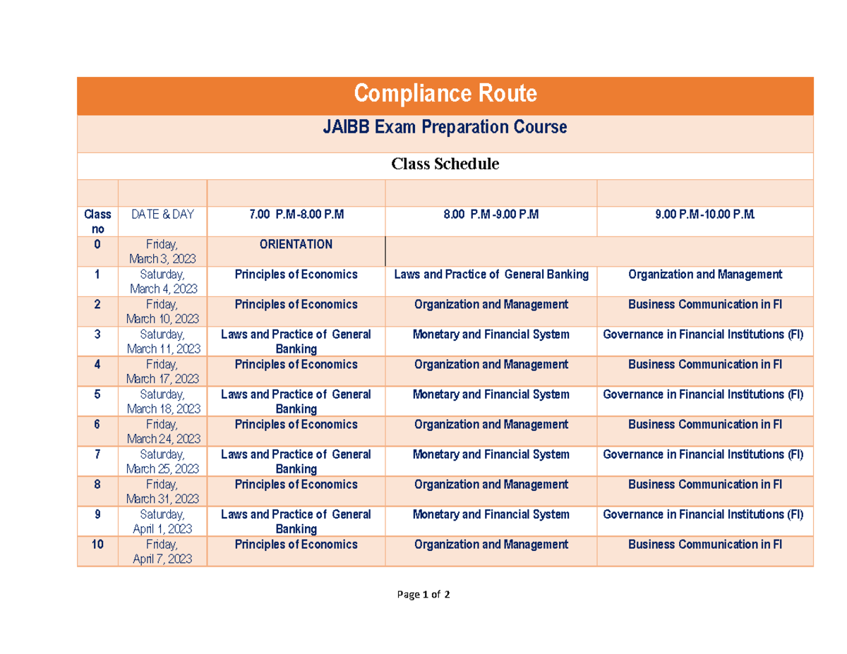 Jaibb Schedule - If there has need any assistance to endurance. - Page ...