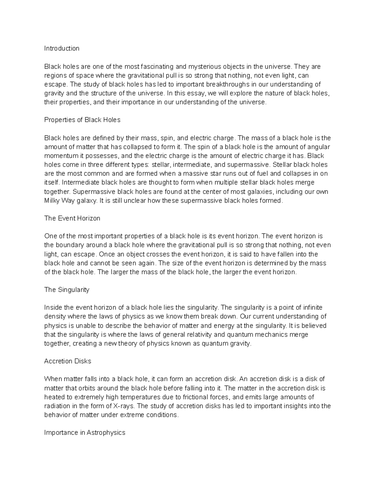 Black Holes - Introduction Black holes are one of the most fascinating ...