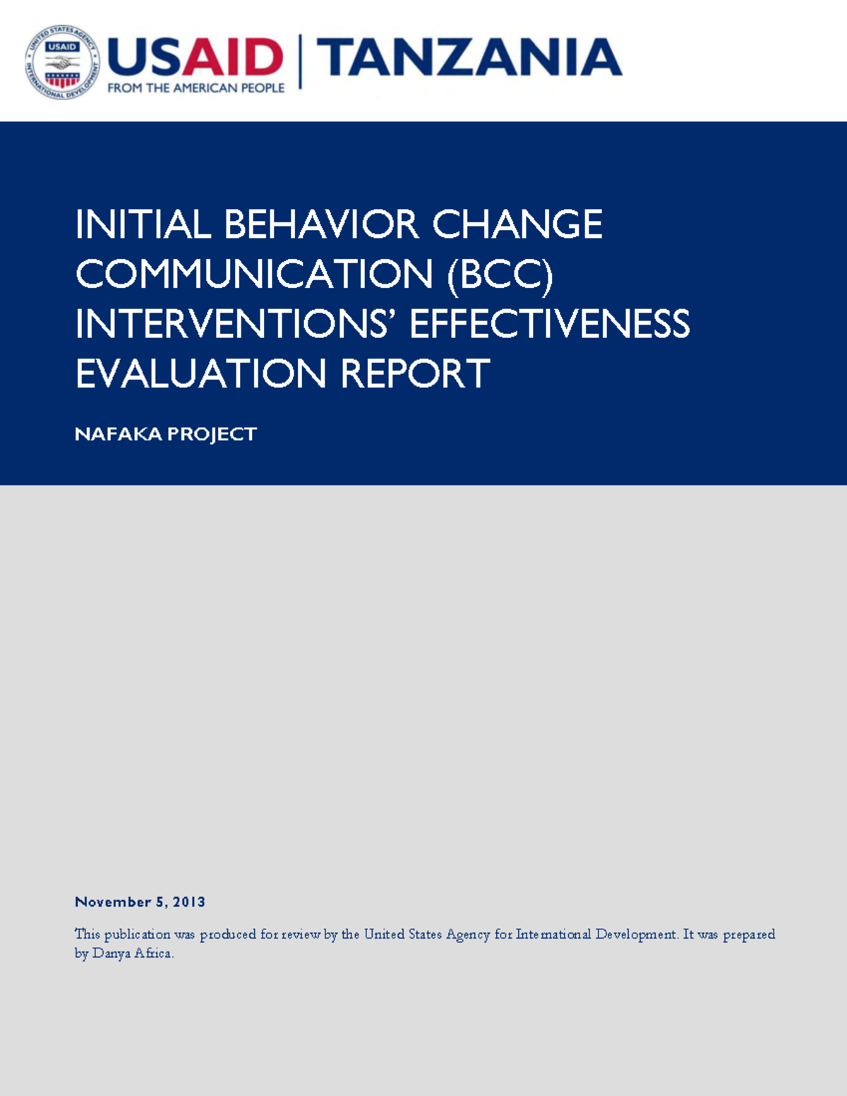 Evaluation Report - aba - INITIAL BEHAVIOR CHANGE COMMUNICATION (BCC ...