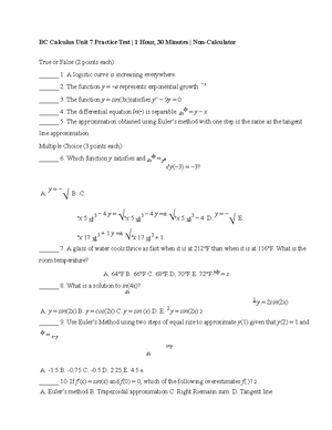 BC Calc Unit 3 FRQ Practice - AP Calculus BC Unit 3 Free-Response ...