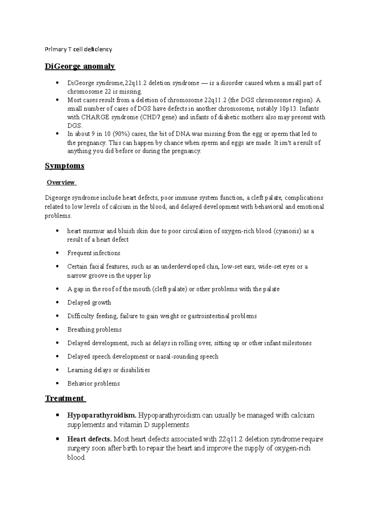 Di George anomaly - Primary T cell deficiency DiGeorge anomaly DiGeorge ...