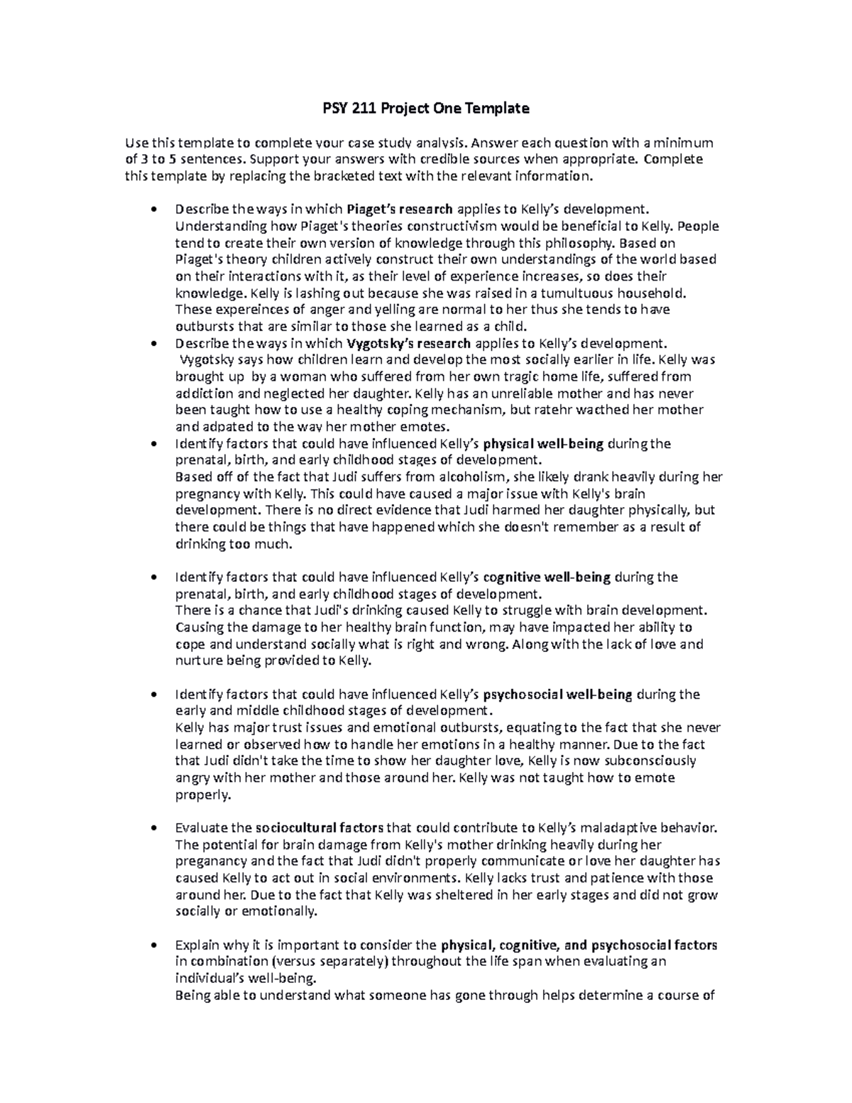 PSY 211 Project One - PSY 211 Project One Template Use this template to ...