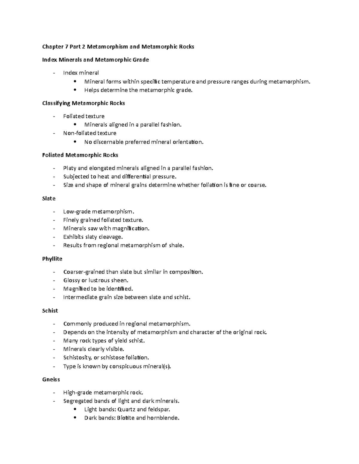 Chapter 7 Part 2 Metamorphism and Metamorphic Rocks - Chapter 7 Part 2 ...