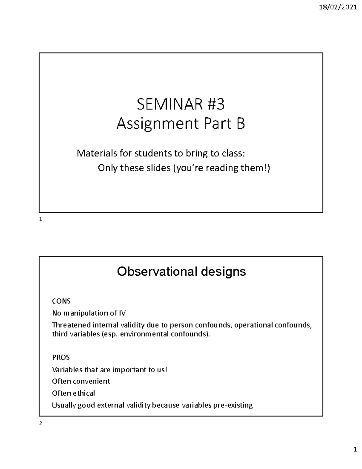 Seminar 3 slides and a new set up on a few days later - SEMINAR ...
