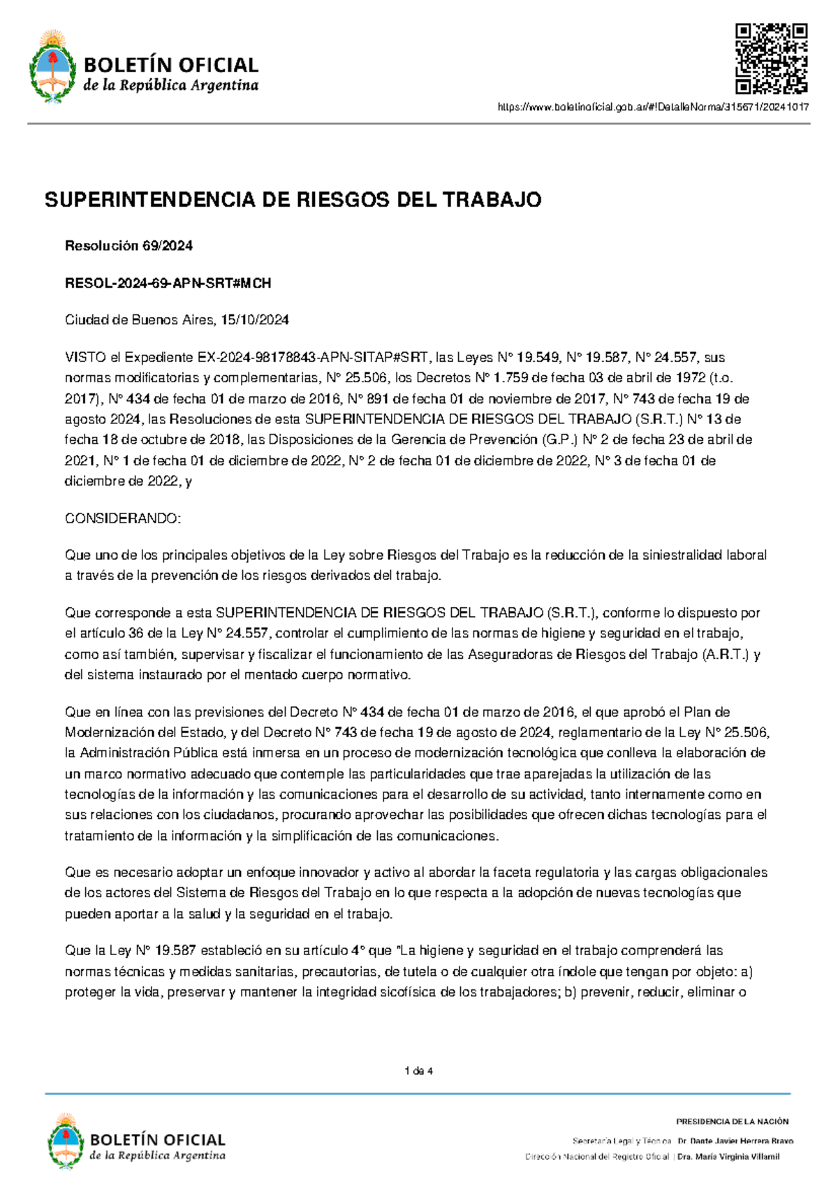 Resolucionsrt 692024 - resolucion 69/24 - SUPERINTENDENCIA DE RIESGOS ...