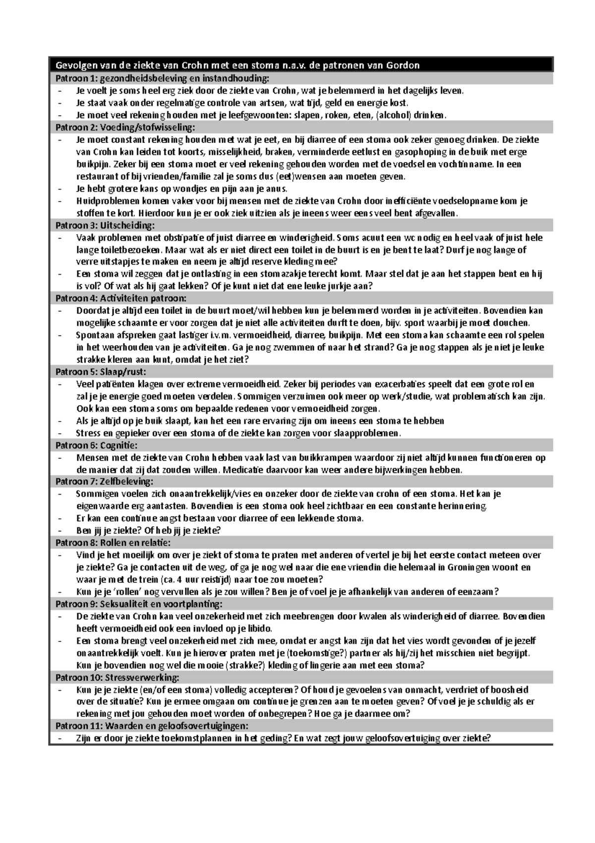 Gevolgen van de ziekte van Crohn met een stoma aan de hand van Gordon ...