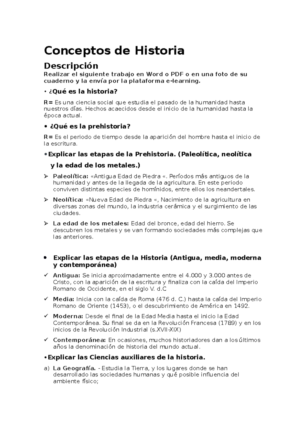 Conceptos de Historia- (Tarea #1) - Conceptos de Historia Descripción ...