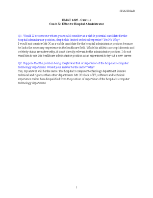 Chapter 5 Case 5.1 - SHAHRIAR BMGT 1325 - Case 5. Joyce Wheat’s Problem ...