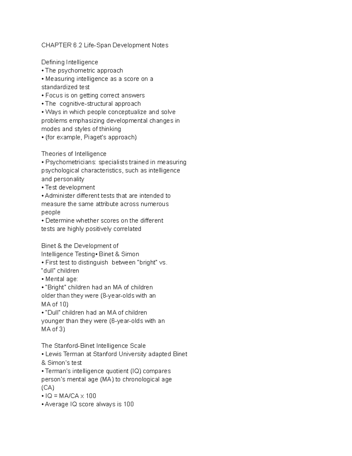 Chapter 6.2 - NIck Jackson Psychology Class - CHAPTER 6 Life-Span ...