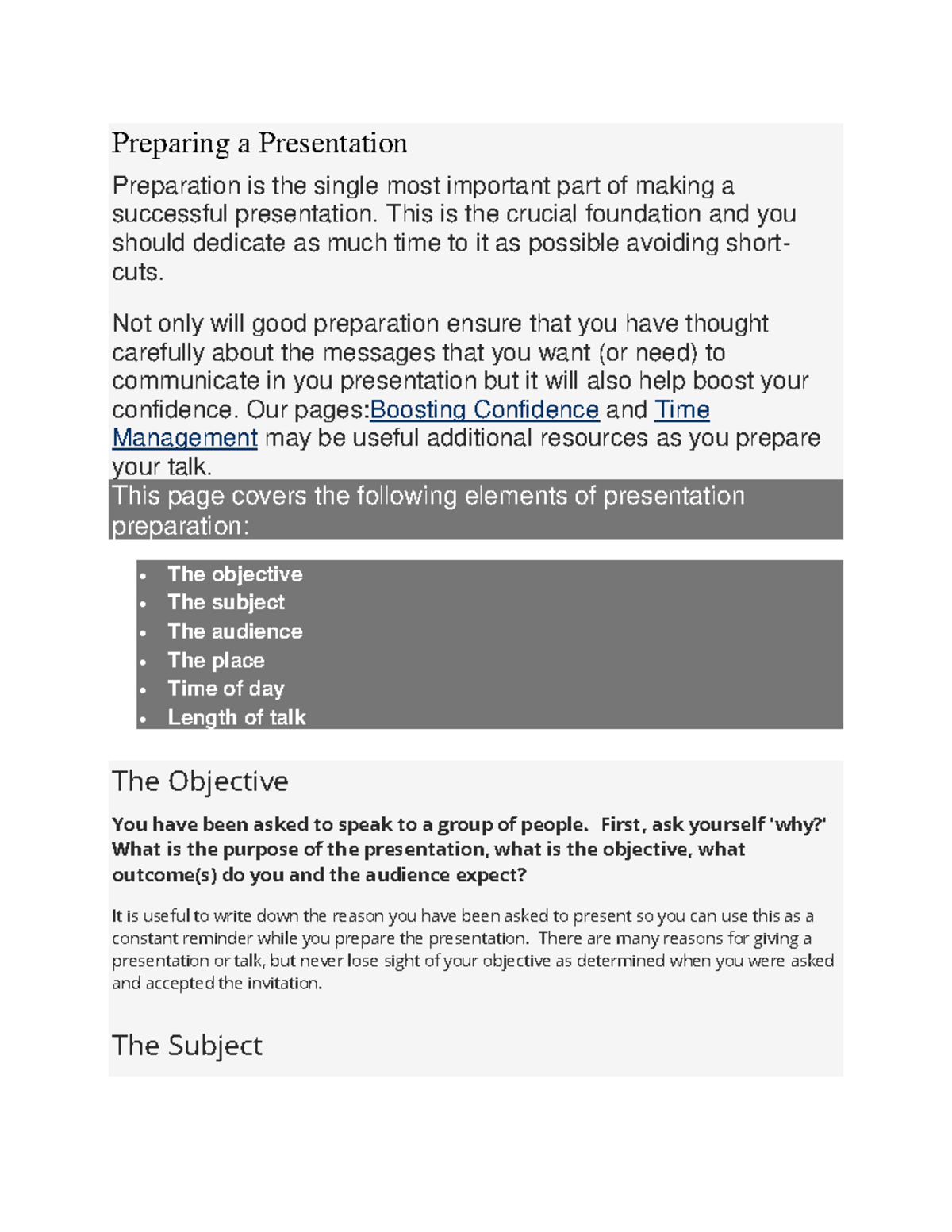Preparing a Presentation - Preparing a Presentation Preparation is the ...